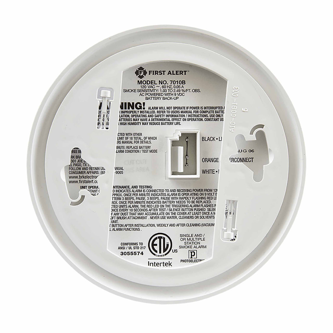 Home Hardwired Photoelectric Smoke Alarm with Battery Backup