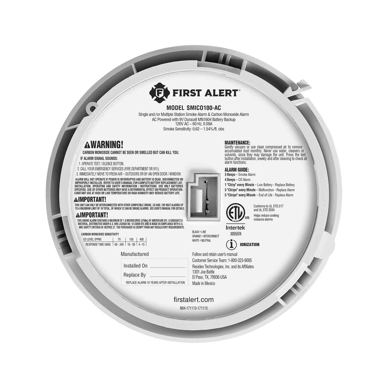 Hardwire 2-in-1 Smoke & CO Alarm with Battery Backup | SMICO100-AC