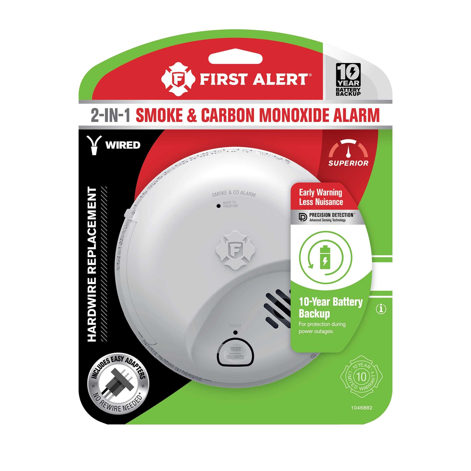 Hardwire Smoke & CO Alarm With 10-Year Battery Backup | SMICO105-AC
