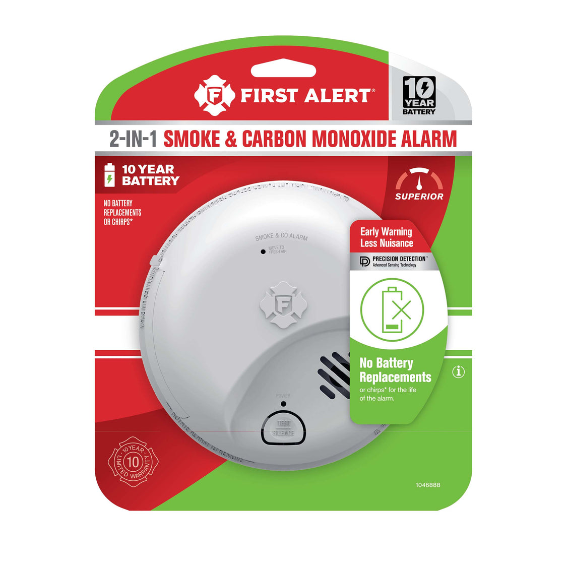 10-Year Battery 2-in-1 Smoke & Carbon Monoxide Alarm | SMICO110